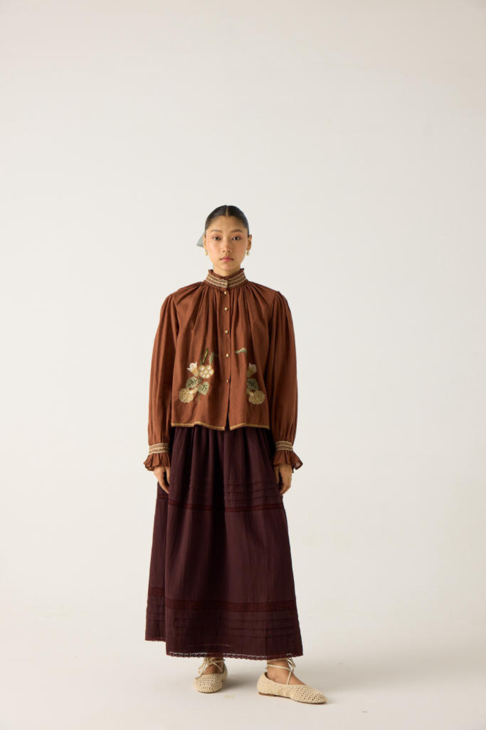 Buy ELSA SET-RUST (ELSA TOP+ EMILY SKIRT) from C&W | Co-Ord Sets for Women – Canvas And Weaves