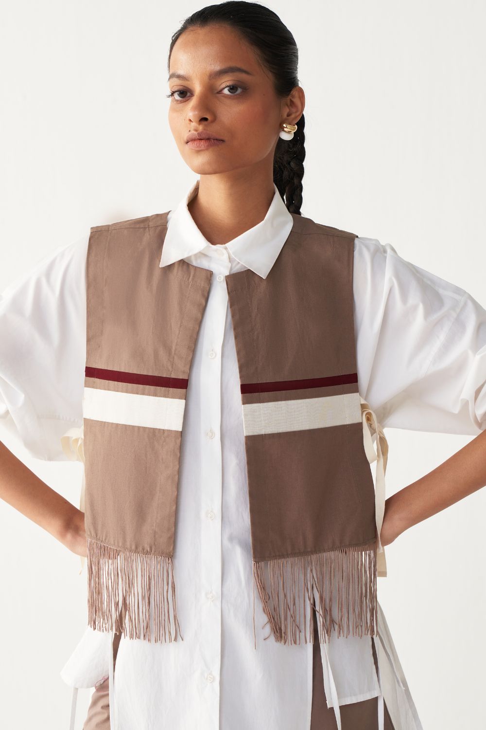 Buy FRINGE CROP OVERLAY-CEDAR from C&W | Jackets And Overlays for Women ...