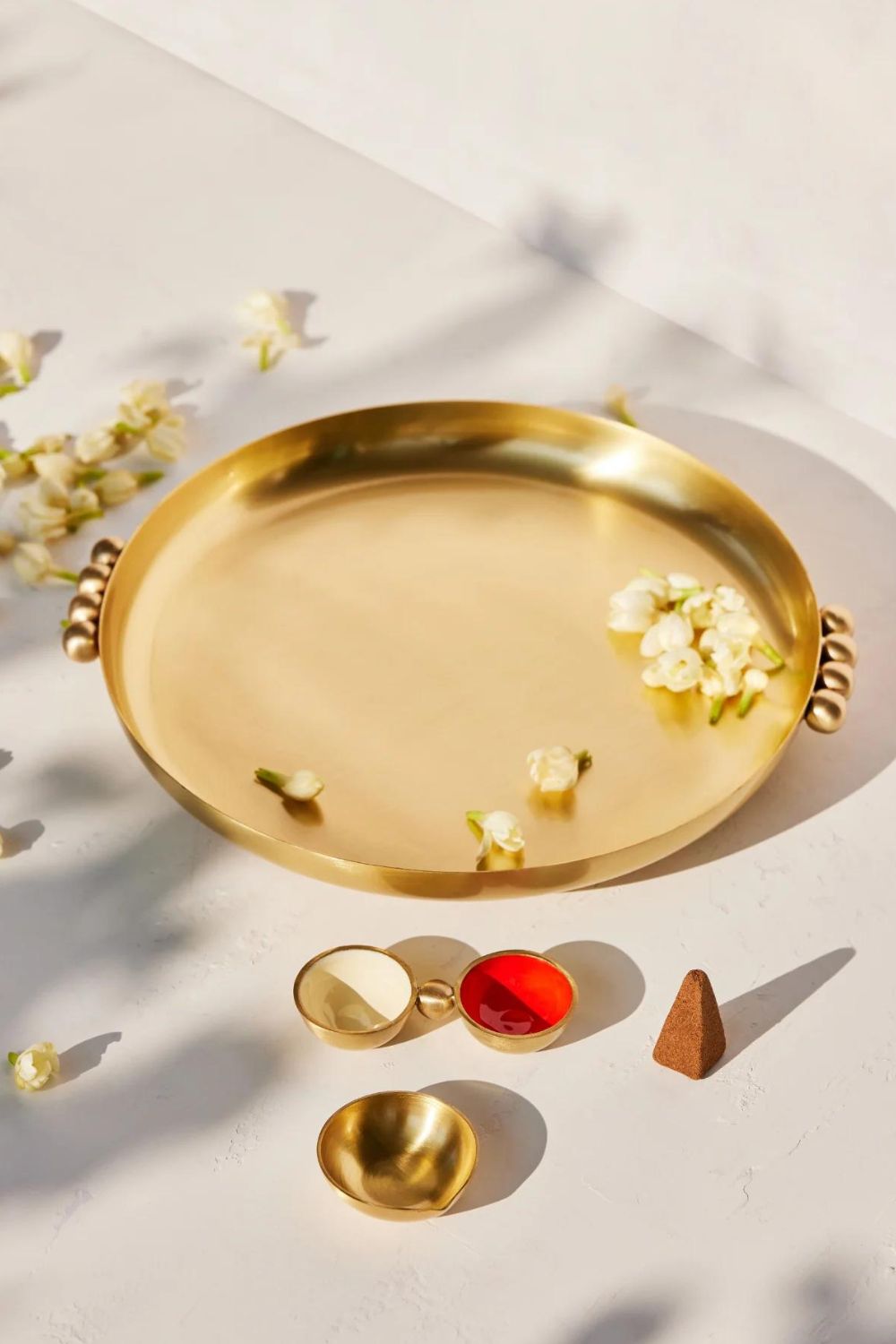 Buy Merak Brass Pooja Thali Set | Serveware for Home – Canvas And Weaves