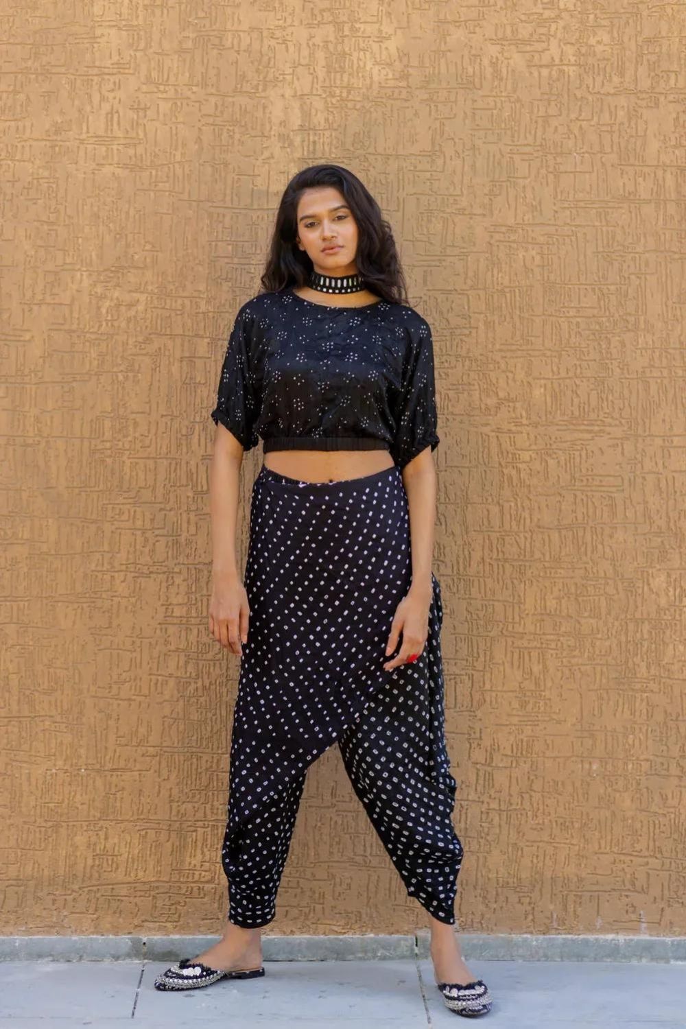 Buy BANDHANI WRAP DHOTI-BLACK from C&W | Pyjama/Salwar for Women ...