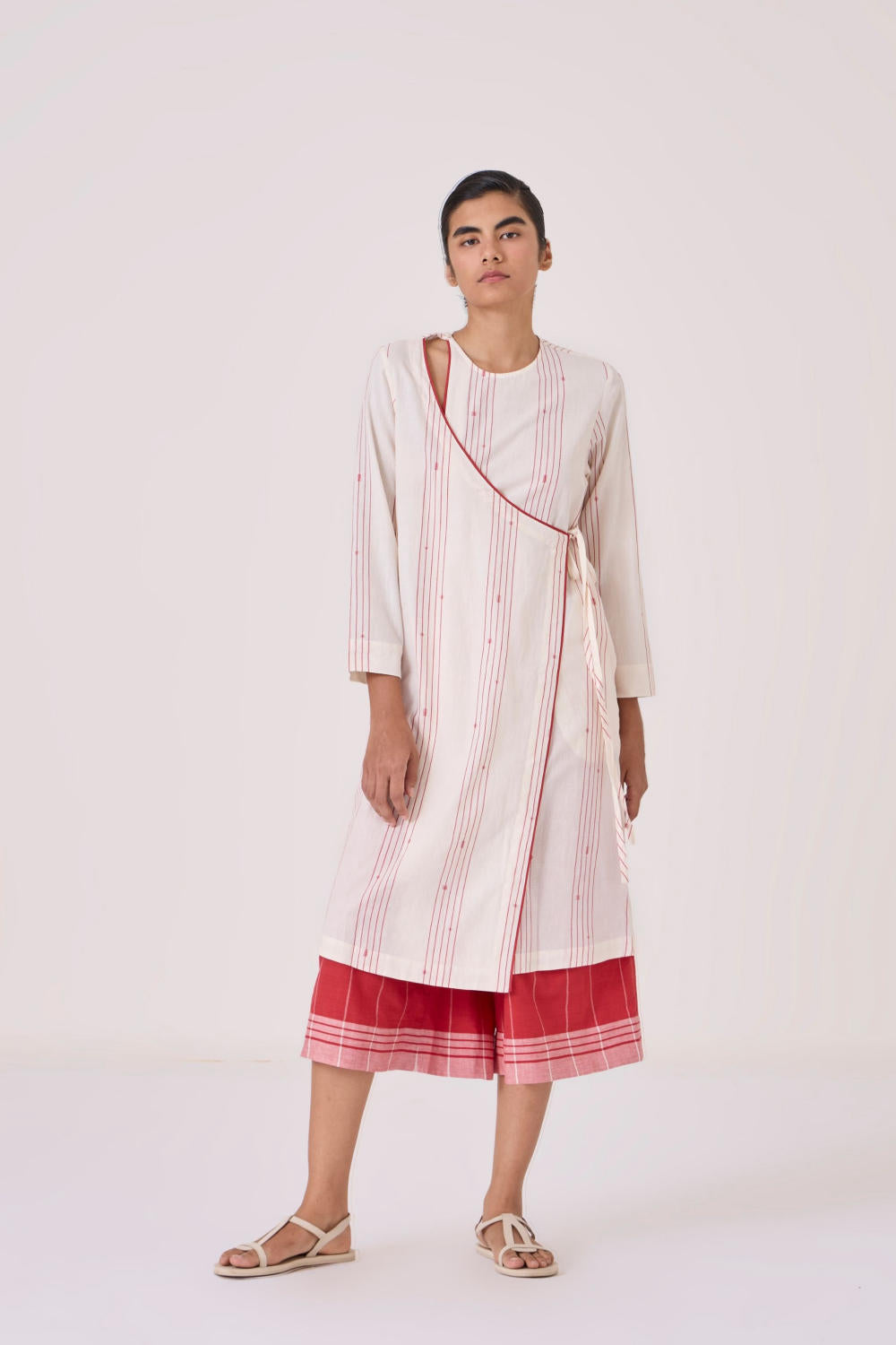 Buy Milovat Red Stripe Wrap Tunic from C&W | Tunics And Kaftan for ...