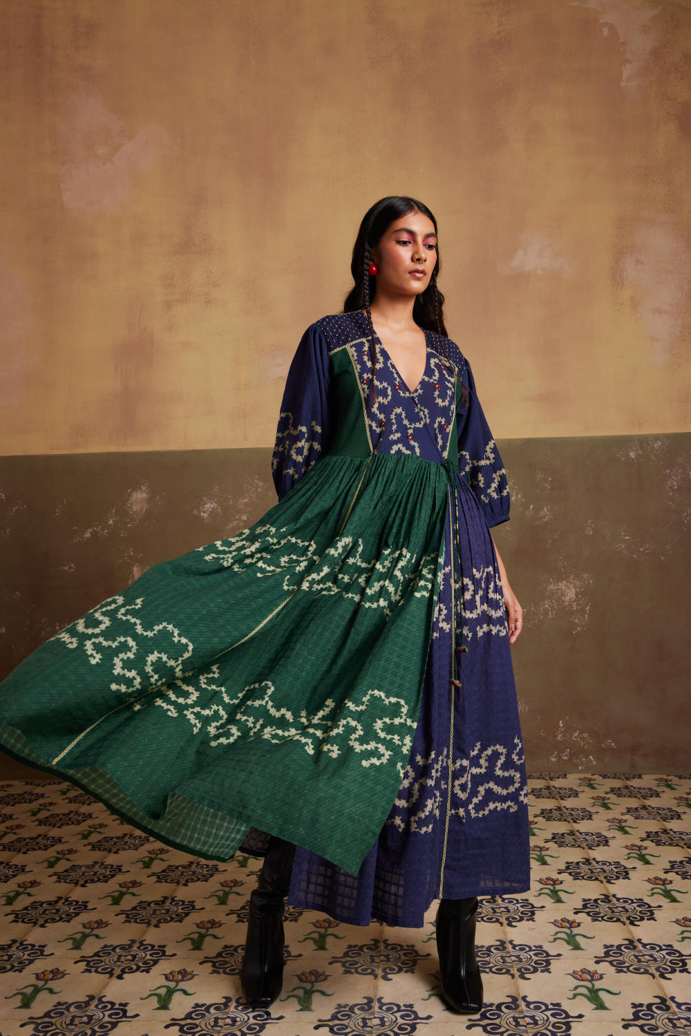 Buy Poem Dress-Indigo-Emerald Spiral from C&W | Dresses for Women ...