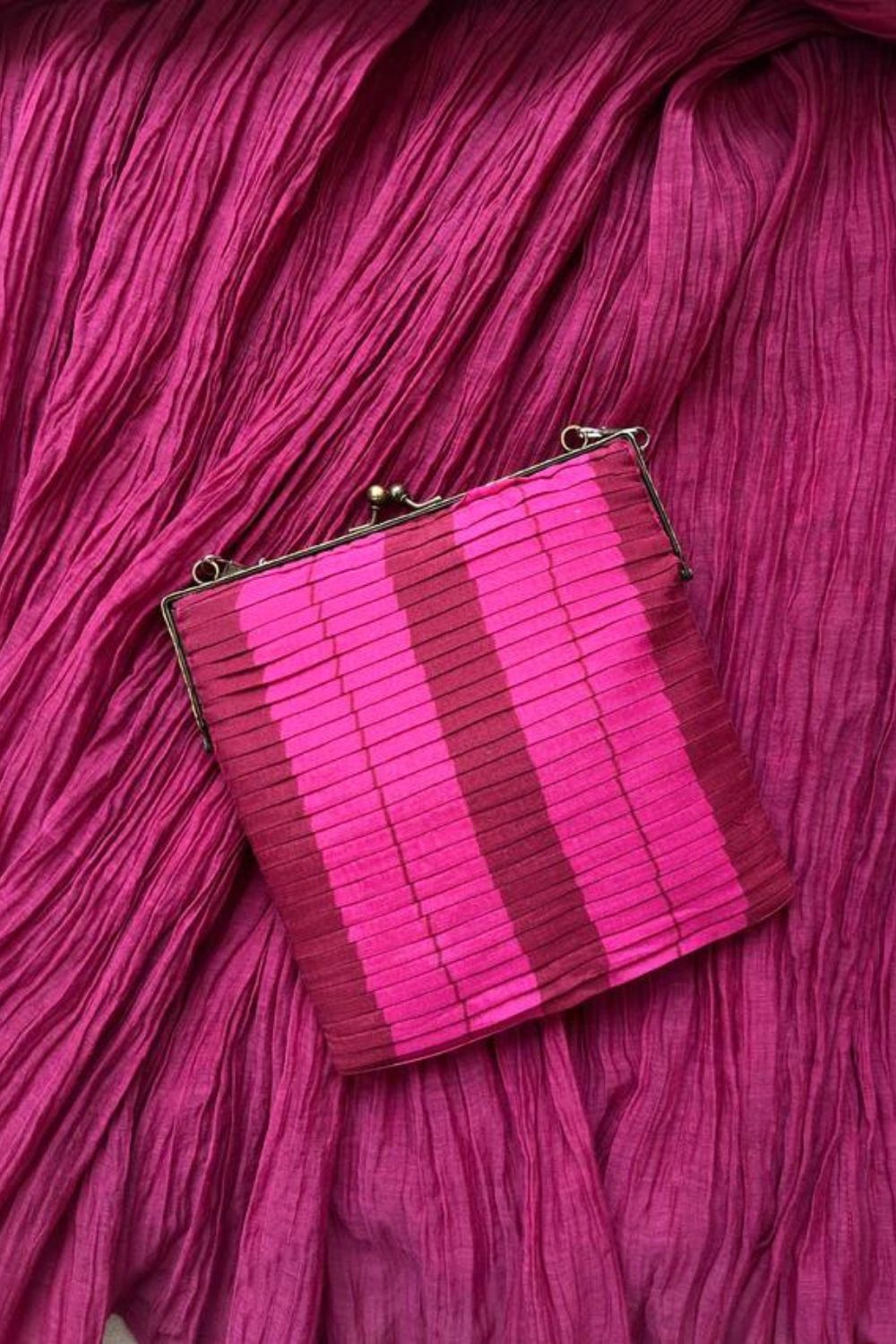 Buy Bush Pink Pleated Batwa from C&W | Bags for Women – Canvas And Weaves