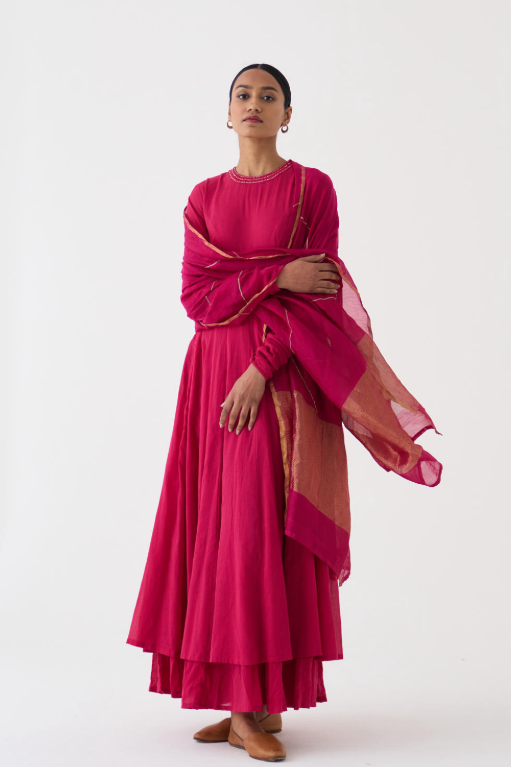 Buy Amrita Rani Pink Ghoomar Anarkali Set from C&W | Kurta/Kurta Sets ...